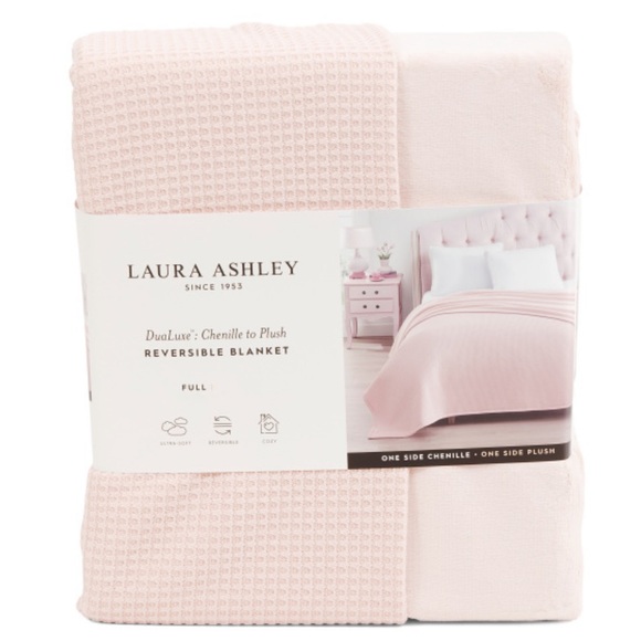 Laura Ashley | Bedding | Laura Ashley Pink Waffle Textured Blanket ...